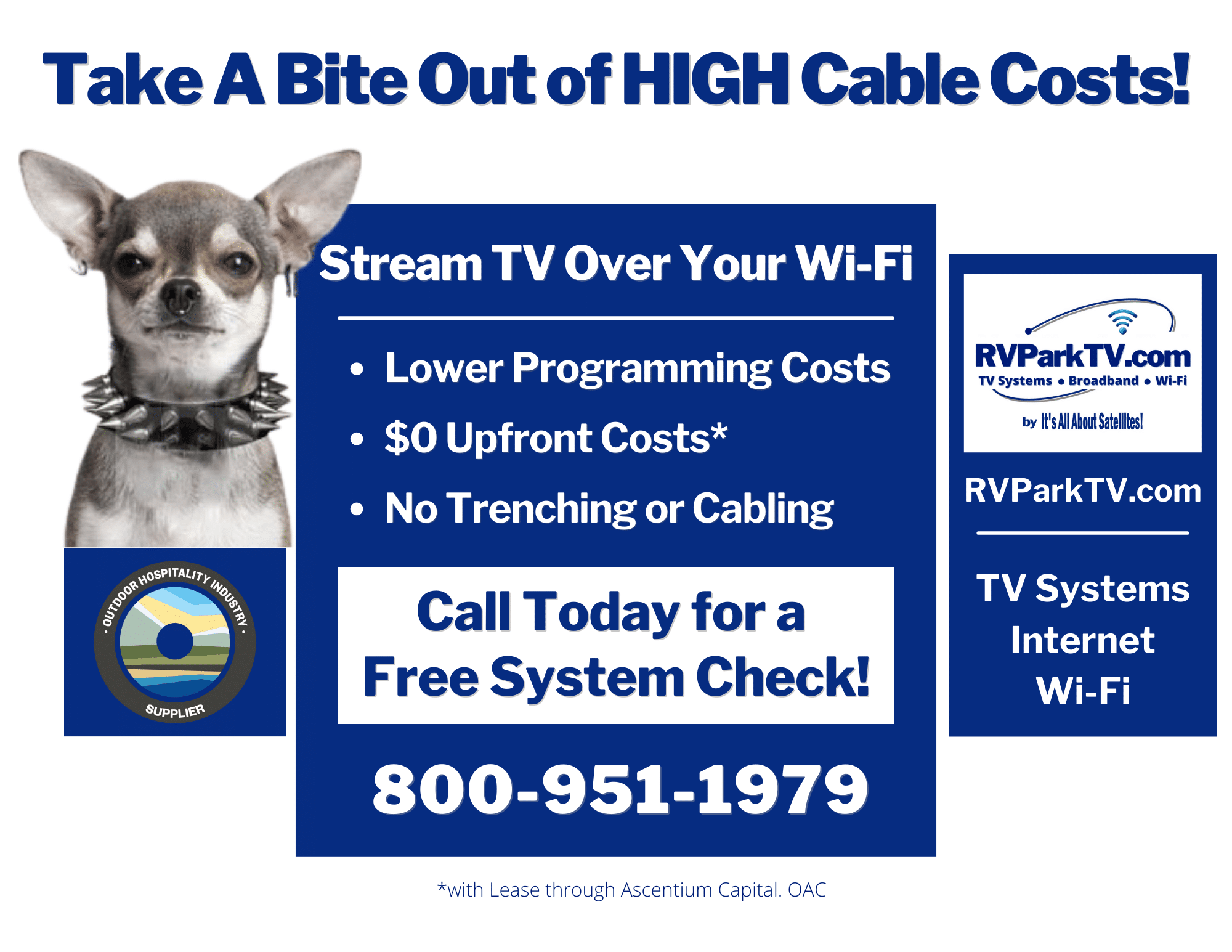 TV Systems for RV Parks - No Cabling, No Trenching, No More High Cable TV Monthly Programming Costs